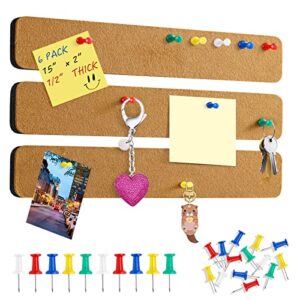 felt bulletin board corkboard strips for walls, self-adhesive memo board with 35 pushpins, wall decor for desk, cubicle, home, office, classroom 3 pack