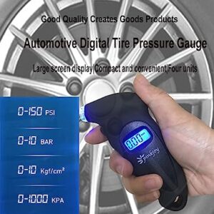 PINKJOY Digital Tire Pressure Gauge 150 PSI, 4 Settings, Tire Gauge for Car, Truck, Motorcycle, Bicycle with Backlit LCD and Non-Slip Grip (Black)