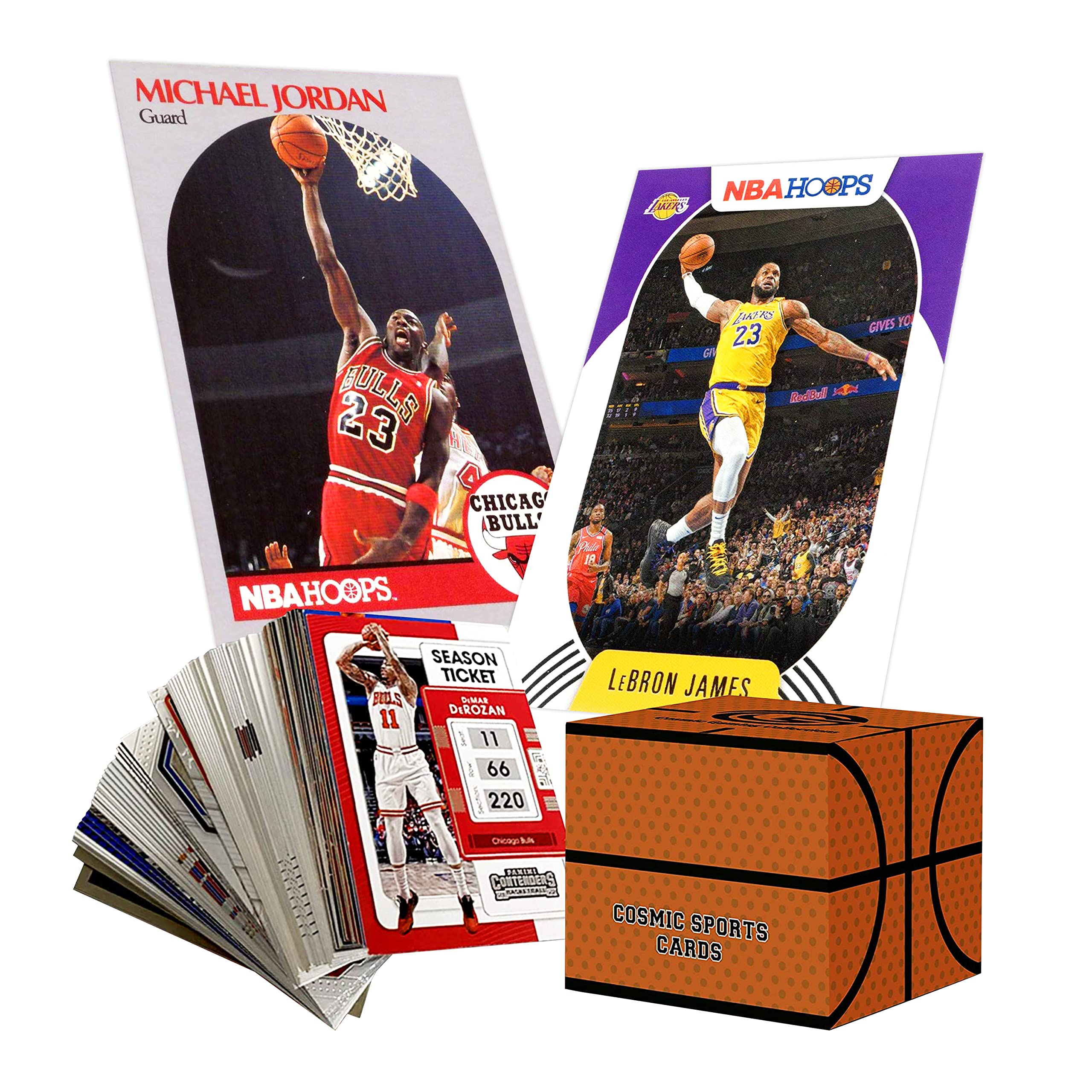 Deluxe NBA Basketball Cards 2023 Mystery Box | 100x Official NBA Cards | 10x Hall of Famers | 10x Rookies | 1x Lebron or Jordan | 4X Autograph or Relic Cards Guaranteed | Kobe Bryant Cards