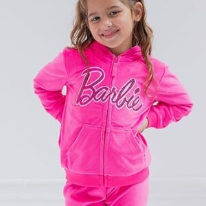 Barbie Toddler Girls Velour Zip Up Hoodie Pants Outfit Set Pink 5T