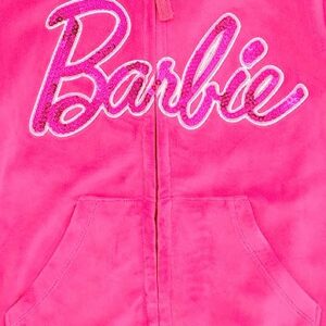 Barbie Toddler Girls Velour Zip Up Hoodie Pants Outfit Set Pink 5T