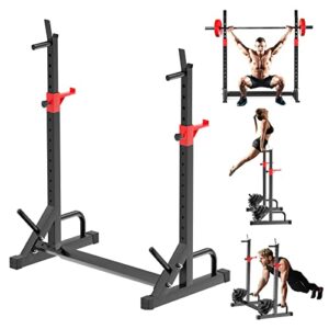 fonbear squat rack, barbell rack, bench press 550 lbs max load adjustable squat rack stand multi-function weight lifting home gym - great for beginners and professional use