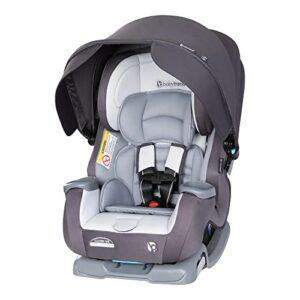 baby trend cover me 4-in-1 infant toddler convertible car seat with adjustable/removable canopy for sun protection & 2 cup holders, stormy gray