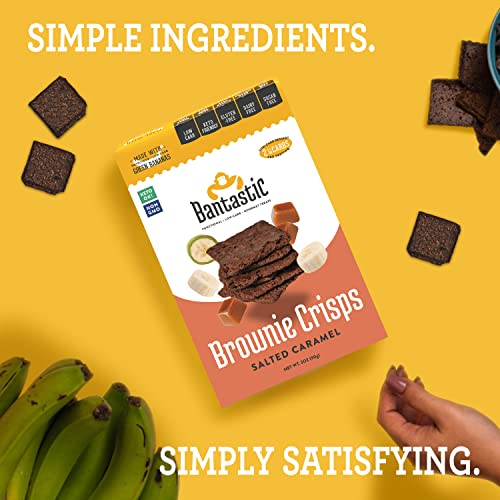 Bantastic Brownie Keto Snack, Salted Caramel Crisps - Crunchy Thin, Naturally Sweet Sugar Free Brownies Snack, Gluten Free, Low Carb, Dairy Free, 3 Oz Ea (Pack of 2)