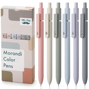 Mr. Pen- Retractable Gel Pens, 6 Pack, Morandi Barrels, Black Gel Pens, Fast Dry, Gel Pens Fine Point 0.5mm, Cute Pens, Gel Ink Pens, Black Pens, Aesthetic Pens for Journaling