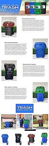 Trash Smell Buster, Trash Can Cover, Odor Eliminating Bag with Elastic Rubber Band, Eliminates Odor from Trash, Durable, Effective, Chemicals Free, 32 Gallon, 1 Cover