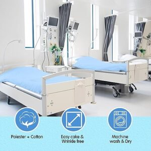 Moukeren 6 Pcs Hospital Bed Sheet Fitted Hospital Bed Sheets 36 x 84 x 14 with Hospital Bed Sheets and Pillow Cases Elastic All Around for Home, Massage Table, Hotel, Hospital (Blue)