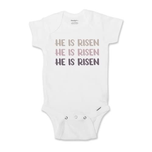 He is Risen, My First Easter Baby Girl, Cross Onesies Girls, Christian Easter Shirts For Kids, Easter Basket Filler Outfit, 0-3 3-6 12 18 Month Short Or Long Sleeve 715 (Short Sleeve, 0-3 Month)