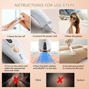 IPL Hair Removal for Women Permanent, Jitesy Hair Removal Device Painless At-Home for Women and Men, Suitable for Face Armpits Legs Arms Bikini Line Whole Body, 999,999+ Flashes for Whole Family Use