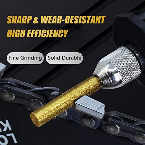 Diamond Chainsaw Sharpener Titanium Plated Burr Stone File Diamond Sharpening Wheels for Chain Saw Stone Jewerly Wood 12 Pcs 7/32 Inch