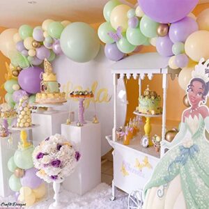 Princess Tiana Balloons Garland, Princess and the Frog Birthday Balloon Arch Kit with Large Green Frog Mylar Foil Balloons for Girl’s Birthday Baby Shower, Princess Theme Party,Garden Party Supplies