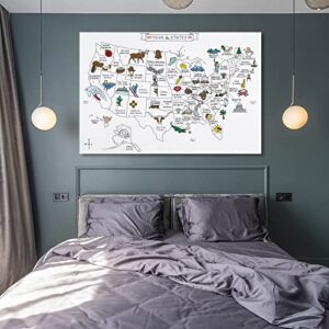 Tour The States Poster, Map USA America Poster, USA Map United States of America Travel Wall Art Dec Canvas Art Poster And Wall Art Picture Print Modern Family Bedroom Decor Posters 24x36inch(60x90cm)