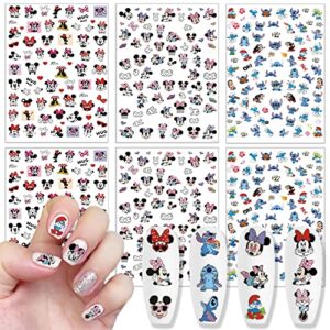 6 sheets 3d cartoon nail art sticker self-adhesive design nail charms cute nail stickers designer nail art supplies kawaii nail decals for women girls diy nail art decoration accessories