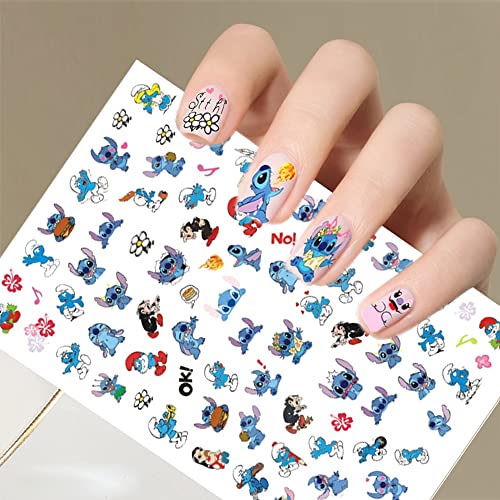 6 Sheets 3D Cartoon Nail Art Sticker Self-Adhesive Design Nail Charms Cute Nail Stickers Designer Nail Art Supplies Kawaii Nail Decals for Women Girls DIY Nail Art Decoration Accessories