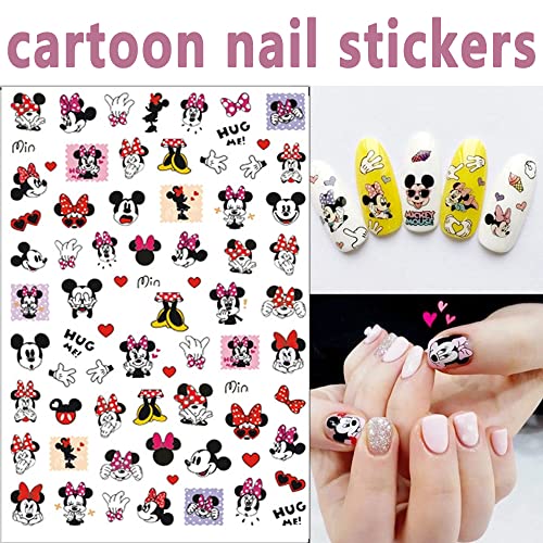 6 Sheets 3D Cartoon Nail Art Sticker Self-Adhesive Design Nail Charms Cute Nail Stickers Designer Nail Art Supplies Kawaii Nail Decals for Women Girls DIY Nail Art Decoration Accessories