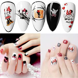 6 Sheets 3D Cartoon Nail Art Sticker Self-Adhesive Design Nail Charms Cute Nail Stickers Designer Nail Art Supplies Kawaii Nail Decals for Women Girls DIY Nail Art Decoration Accessories