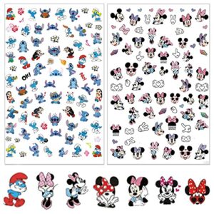 6 Sheets 3D Cartoon Nail Art Sticker Self-Adhesive Design Nail Charms Cute Nail Stickers Designer Nail Art Supplies Kawaii Nail Decals for Women Girls DIY Nail Art Decoration Accessories