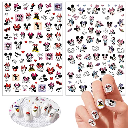 6 Sheets 3D Cartoon Nail Art Sticker Self-Adhesive Design Nail Charms Cute Nail Stickers Designer Nail Art Supplies Kawaii Nail Decals for Women Girls DIY Nail Art Decoration Accessories