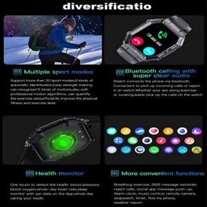 GUIQU Smart Watch, Military Grade IP68 Waterproof [GPS 45mm] 1.85" HD LCD Touch Screen, Smart Watch with Heart Rate Blood Pressure Sleep Monitor, Answer/Make Call, Sports Watch for Android and iOS