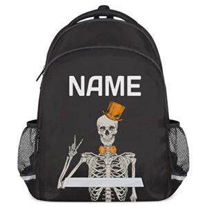 omfuns sugar skull custom name school backpack for boy girl teen st. patrick's day personalized student bookbag for primary junior college customized laptop backpack for men women