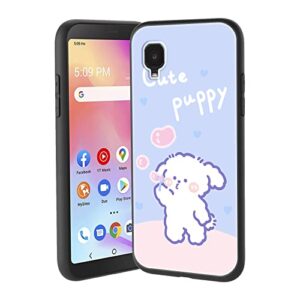 Nuouxoco for Alcatel TCL A3 Phone Case, for TCL A509DL Cover Fun Cute Dog Design Cartoon Animal Style with Strap Lanyard Slim Soft TPU Bumper Shockproof Protective Purple Case - Cute Puppy