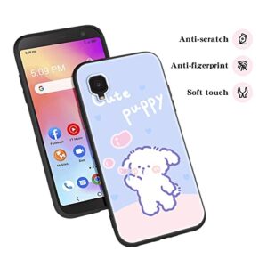 Nuouxoco for Alcatel TCL A3 Phone Case, for TCL A509DL Cover Fun Cute Dog Design Cartoon Animal Style with Strap Lanyard Slim Soft TPU Bumper Shockproof Protective Purple Case - Cute Puppy