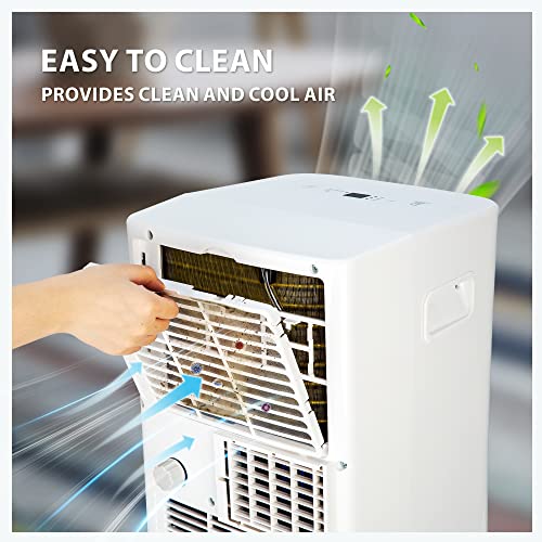 Euhomy Portable Air Conditioner 8000 BTU, Cools up to 300 Sq. Ft, 3-in-1 Portable AC Unit with remote, 24H Timer, Floor Air Conditioner with Installation Kit for Bedroom/Room, White.