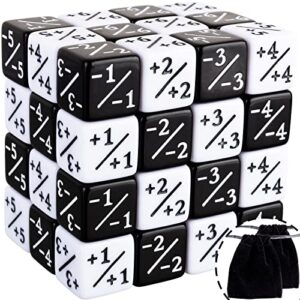 48 pieces mtg dice counters token magic the gathering dice set creature stats buff cube d6 dice for ccg card card games accessory(black, white)