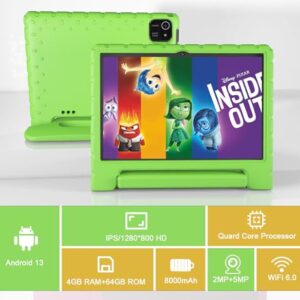 NOBKLEN Kids Tablet, 10" WiFi Tablet for Kids, Android 13.0 Toddler Tablet with Dual Camera 4GB 64GB 1200 * 800 HD IPS Touchscreen 8000mAh Pre-Installed Parental Control Kid-Proof Case