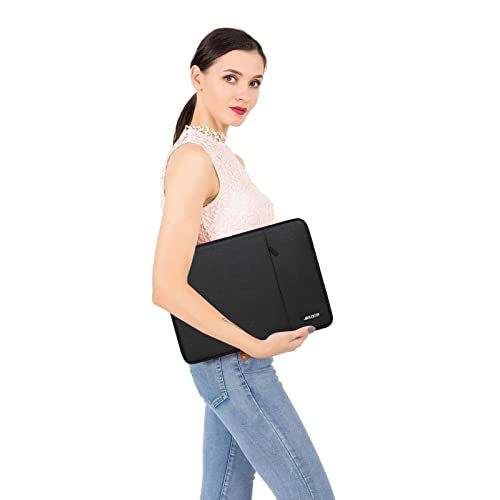 MOSISO Laptop Sleeve Compatible with MacBook Air/Pro, 13-13.3 inch Notebook, Compatible with MacBook Pro 14 inch 2023-2021 A2779 M2 A2442 M1, Polyester Vertical Bag with Pocket & Small Case, Black