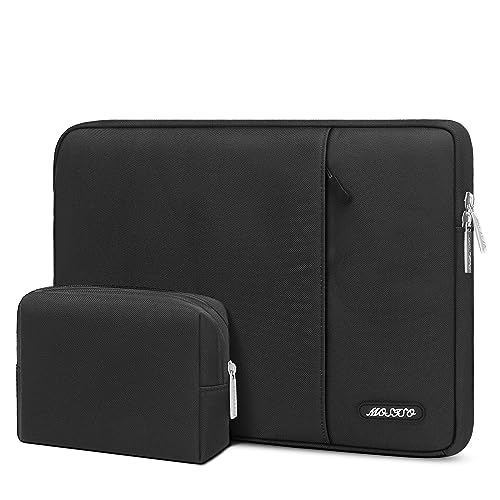 MOSISO Laptop Sleeve Compatible with MacBook Air/Pro, 13-13.3 inch Notebook, Compatible with MacBook Pro 14 inch 2023-2021 A2779 M2 A2442 M1, Polyester Vertical Bag with Pocket & Small Case, Black