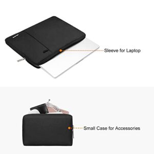 MOSISO Laptop Sleeve Compatible with MacBook Air/Pro, 13-13.3 inch Notebook, Compatible with MacBook Pro 14 inch 2023-2021 A2779 M2 A2442 M1, Polyester Vertical Bag with Pocket & Small Case, Black