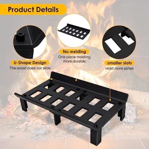 STBoo Fireplace Grate 20inch - Wood Stove Grates Heavy Duty | Fireplace Log Holder | Firewood Log Burning Wrought Iron Rack | Fire Pit Tray for Indoor Chimney Hearth & Outdoor Kindling Tool