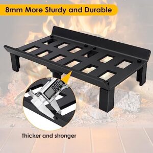 STBoo Fireplace Grate 20inch - Wood Stove Grates Heavy Duty | Fireplace Log Holder | Firewood Log Burning Wrought Iron Rack | Fire Pit Tray for Indoor Chimney Hearth & Outdoor Kindling Tool