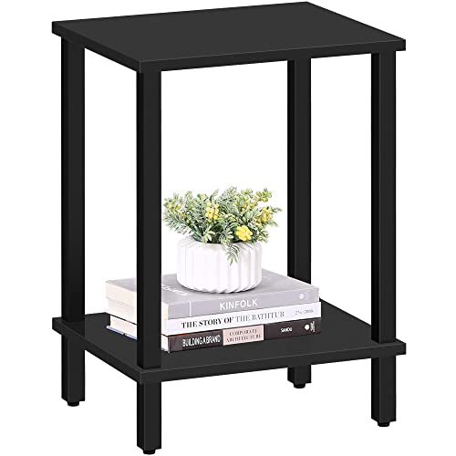 TUTOTAK End Table, Side Table, Nightstand, 2-Tier Storage Shelf, Sofa Table for Small Space, Living Room, Bed Room TB01BK034