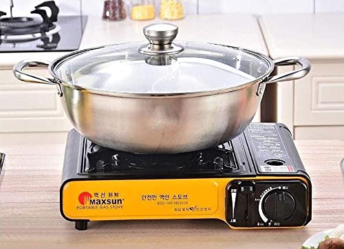 Shabu Shabu Hot Pot. 304 Premium Stainless Steel Hot Plate Cookware Set Ramen Cooker, Hot Pot Soup Base Korean BBQ Multi Cooker Stainless Steel Pot Set, 11"(30cm) Pot with Divider