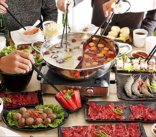 Shabu Shabu Hot Pot. 304 Premium Stainless Steel Hot Plate Cookware Set Ramen Cooker, Hot Pot Soup Base Korean BBQ Multi Cooker Stainless Steel Pot Set, 11"(30cm) Pot with Divider