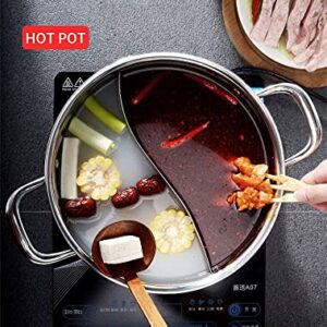 Shabu Shabu Hot Pot. 304 Premium Stainless Steel Hot Plate Cookware Set Ramen Cooker, Hot Pot Soup Base Korean BBQ Multi Cooker Stainless Steel Pot Set, 11"(30cm) Pot with Divider