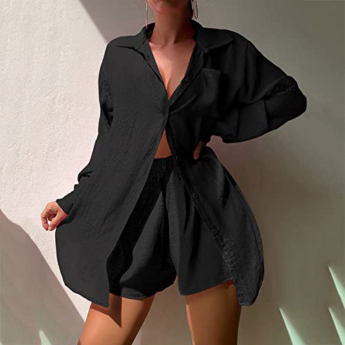 Women S Swim Skirts Womens Beach Holiday Plain Color Shirt Suit Sexy Loose Sun Suit Casual Beach Swimsuit Swim Kimono Black