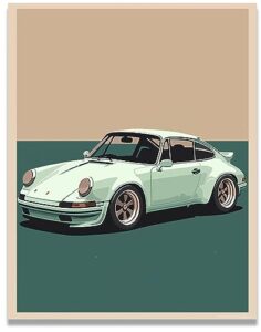 inspirational wall art co. - white | porsche car poster - car posters for boys room - car wall decor - car room decor - car posters for men | 11x14 inches unframed