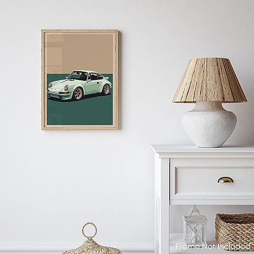 Inspirational Wall Art Co. - White | Porsche Car Poster - Car Posters for Boys Room - Car Wall Decor - Car Room Decor - Car Posters for Men | 11x14 Inches Unframed