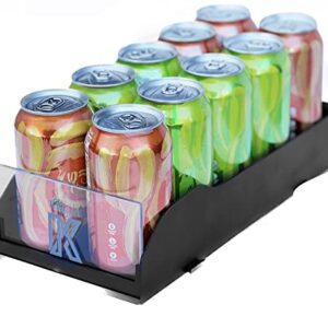 KEKIN Drink organizer for fridge comes equipped with a Super Smooth Roller glide system with gravity feed. Drink dispenser for fridge is Fully assembled, Its a great fridge organizer, Drink Organizer.