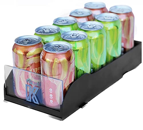 KEKIN Drink organizer for fridge comes equipped with a Super Smooth Roller glide system with gravity feed. Drink dispenser for fridge is Fully assembled, Its a great fridge organizer, Drink Organizer.