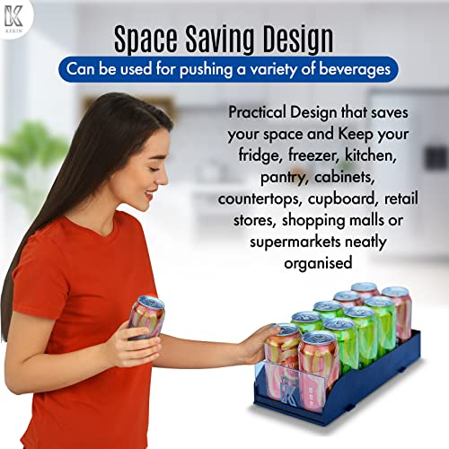 KEKIN Drink organizer for fridge comes equipped with a Super Smooth Roller glide system with gravity feed. Drink dispenser for fridge is Fully assembled, Its a great fridge organizer, Drink Organizer.