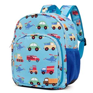 cluci toddler backpack for boys girls kids backpack preschool kindergarten child bookbag travle cute blue car daycare backpack