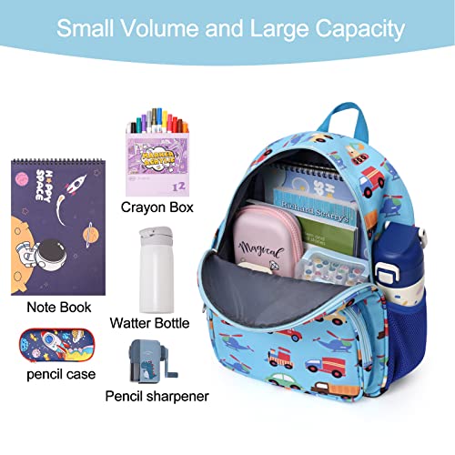 CLUCI Toddler Backpack for Boys Girls Kids Backpack Preschool Kindergarten Child Bookbag Travle Cute Blue Car Daycare Backpack