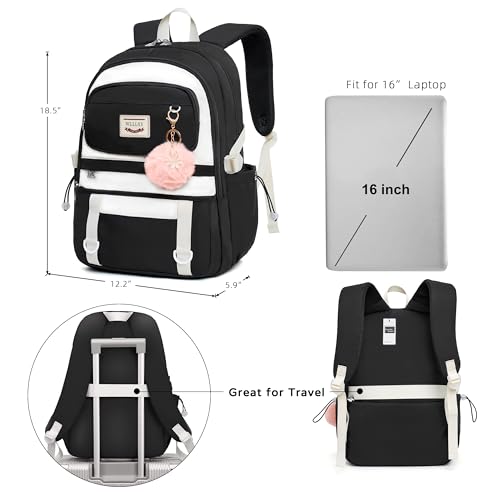 Caoroky knight Laptop Backpack Purse 15.6 inch School Bag College Back Pack Anti Theft Travel Backpacks Large Bookbag for Teens Girls Women Students Casual Daypack - Black