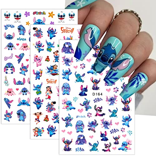 6 Sheets Cute Nail Art Stickers Nail Decals 3D Self-Adhesive Cute Nail Stickers Design Cartoon Nail Decals Kawaii Anime Nail Stickers Cute Nail Art Charm for Women Girls Nail Decoration