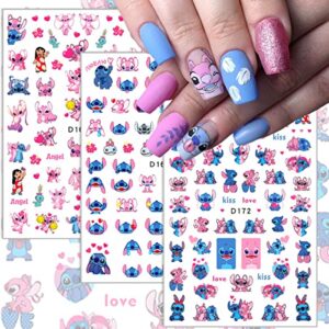 6 Sheets Cute Nail Art Stickers Nail Decals 3D Self-Adhesive Cute Nail Stickers Design Cartoon Nail Decals Kawaii Anime Nail Stickers Cute Nail Art Charm for Women Girls Nail Decoration