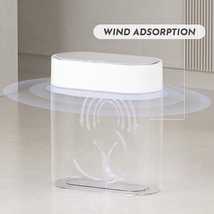 ELPHECO Bathroom Trash Can with Lids, 2.5 Gallon Automatic Trash Can, Motion Sensor Kitchen Trash Can, 9.5 Liter Small Plastic Trash Can Bathroom, Slim Smart Trash Can, Rechargeable,Bag suction, White